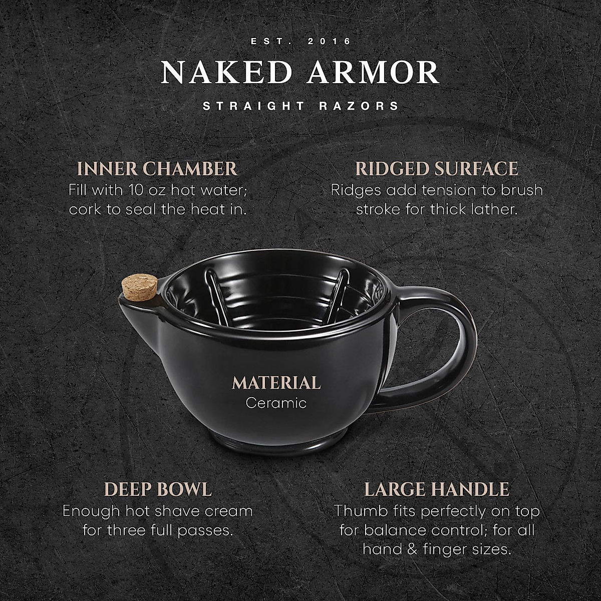 Savanna Shaving Scuttle Mug - Porcelain Scuttle Shaving Mug, Shaving Bowl That Keeps Your Lather Hot, Creates Rich & Creamy Lather, Handmade Pottery Shave Bowl, Hot Shave At Home Daily, Great Gift