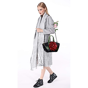 PIJUSH Designer Purses and Handbags for Women Floral Top Handle Satchel Handbag Ladies Crossbody Bags for Women (20103 Black)