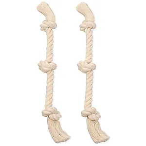 Mammoth Flossy Chews (2 Pack) 100-Percent Cotton White 3-Knot Rope Tug, Medium 20-Inch