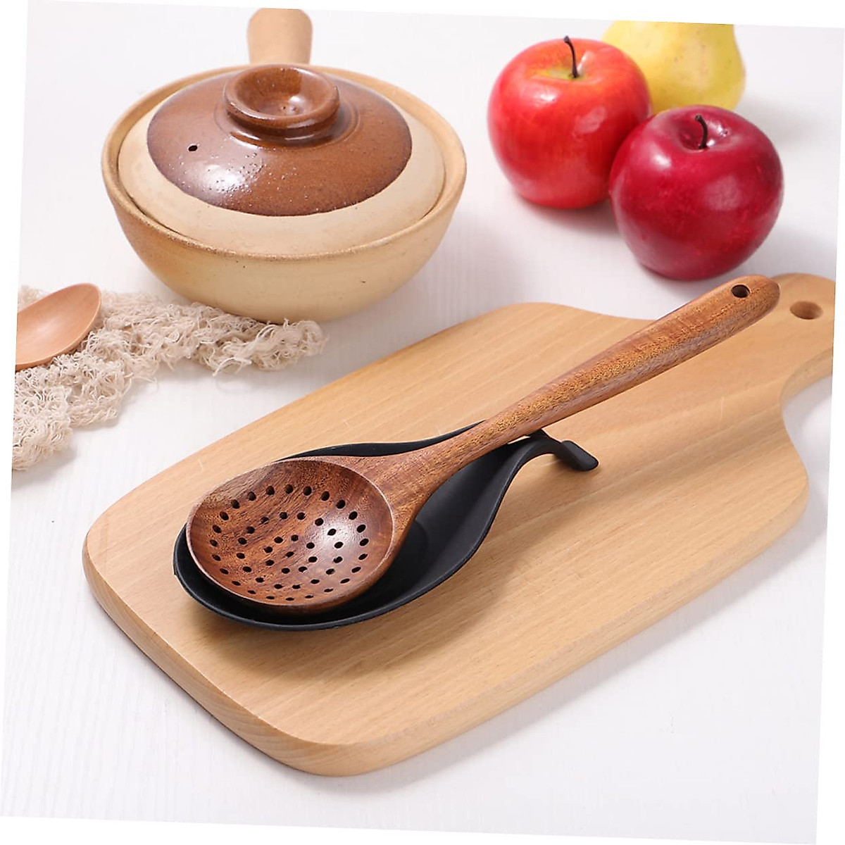 Angoily 12 Pcs Spoon Mat Black Spoon Rest Hot Pads Spoon Holder Rest Cooking Spoon Chopstick Rests Tea Spoons Buffet Spoon Rest Silicone Hot Pad Pot Silicone Spoon Tableware