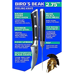 Dalstrong Tourne Peeling Paring Knife - 2.75" - Gladiator Series Elite - Forged German High-Carbon Steel - Sheath Included - NSF Certified