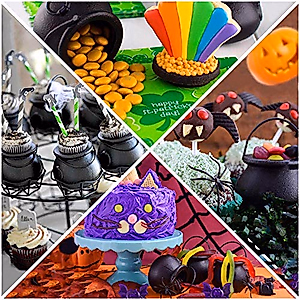 FUTUREPLUSX 12 PCS Black Cauldron Kettles, Plastic Witch Cauldron Candy Serving Bowls Mini Black Buckets for St.Patrick's Day Halloween Wizard Theme Party Favor Decor