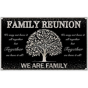 Swepuck 96x60inch Fabric Silver Family Reunion Backdrop Family Tree Members Photography Background Welcome Gathering Party Decoration Banner Photo Booth Props