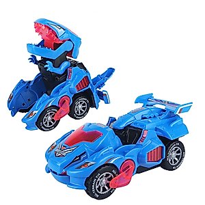 Jinsiy Dinosaur Toys for Kids 3-5,Automatic Dino Transformers Toys, 2 in 1 Dinosaur Toy Cars for Kids Boy Toys ,Dino Toy Cars Christmas Birthday Gifts for Toddlers Boys Girls (Blue)