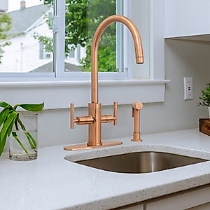 Two-Handle Widespread Kitchen Faucet with Side Sprayer (Copper)
