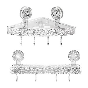 SPANN Light Luxury Style Punch-Free Storage Rack, Shower Organizer Suction, Corner Shower Organizer, Toilet Organizer, Punch-Free Storage Rack (A+B)