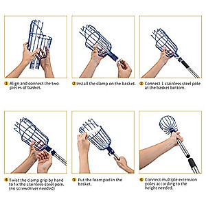 OAK LEAF Fruit Picker, 13 Foot Fruit Picker Pole with Basket Apple Orange Picker Tool Tree Fruit Catcher with Lightweight Stainless Steel Connecting Pole, Sturdy Basket with Foam Pad, Metal Clamp