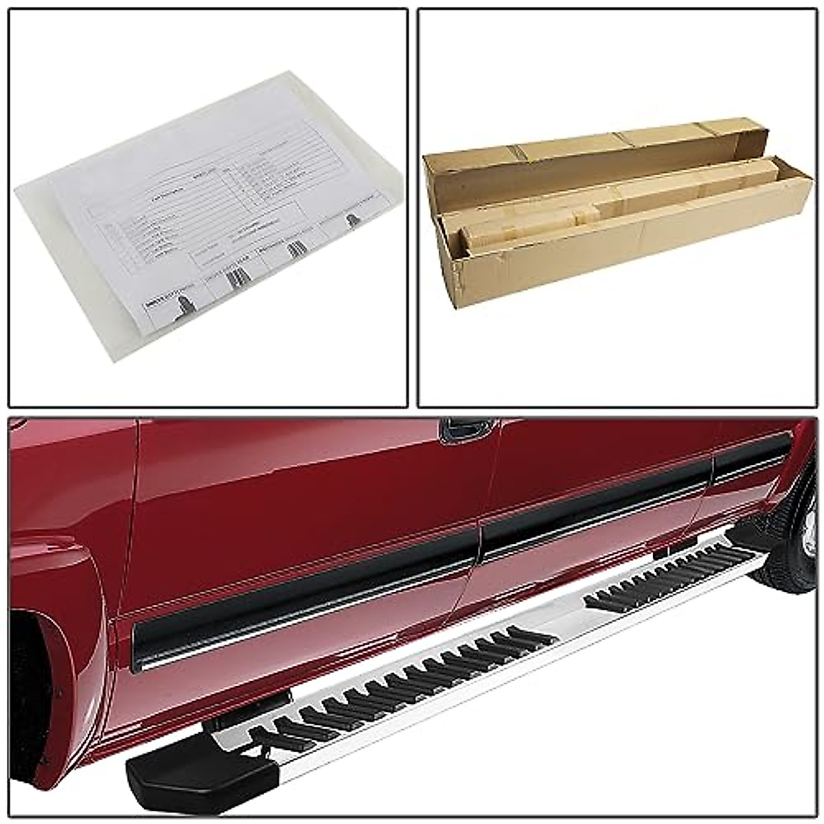 Auto Dynasty 6 Inches Side Step Nerf Bar Running Boards Compatible with Ford F150 Crew Cab 04-14, Stainless Steel, Silver Painted Finish