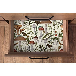 HAOKHOME Boho Peel and Stick Wallpaper Mushroom Forest Removable Stick on Contact Paper for Kitchen Bathroom Beige/Brown/Green 17.7in x 9.8ft