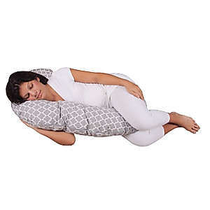 Leachco Snoogle Mini Chic - Compact Side Sleeper Pregnancy Pillow - Moroccan Gray
