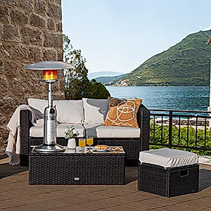 Tangkula Tabletop Propane Patio Heater, 11,000 BTU Portable Outdoor Heater W/Adjustable Flame, Simple Ignition System, Tipping-Over Protection, Ideal for Courtyard, Garden, Patio Restaurant (Silver)
