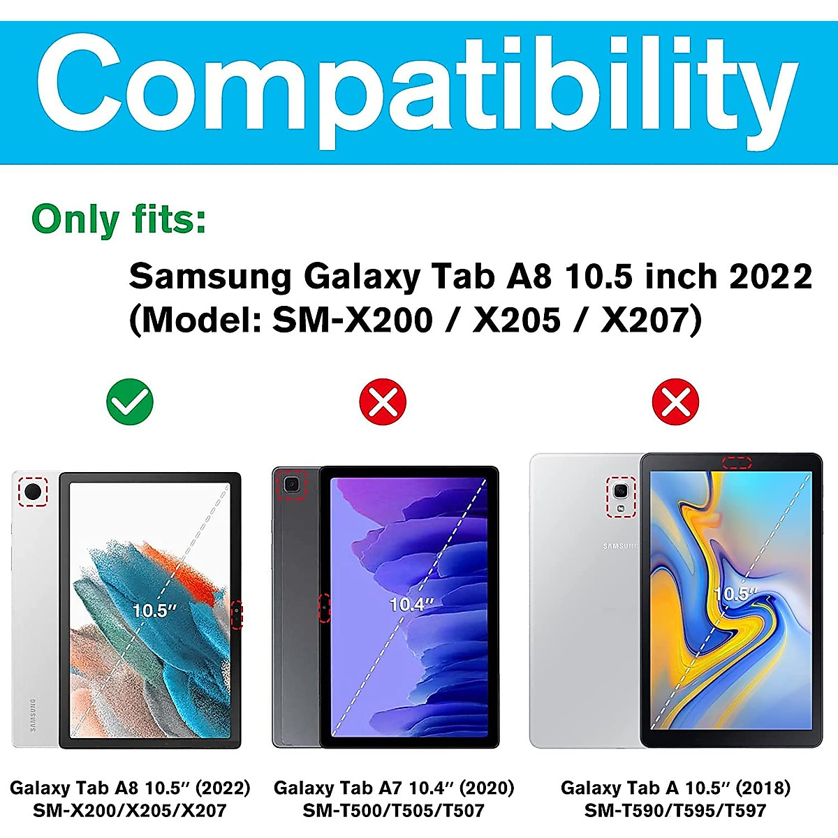 ProCase Smart Case for Galaxy Tab A8 10.5, Slim Stand Hard Back Shell Protective Smart Cover Case for Galaxy Tab A8 10.5 Inch 2022 SM-X200 X205 X207 -Black