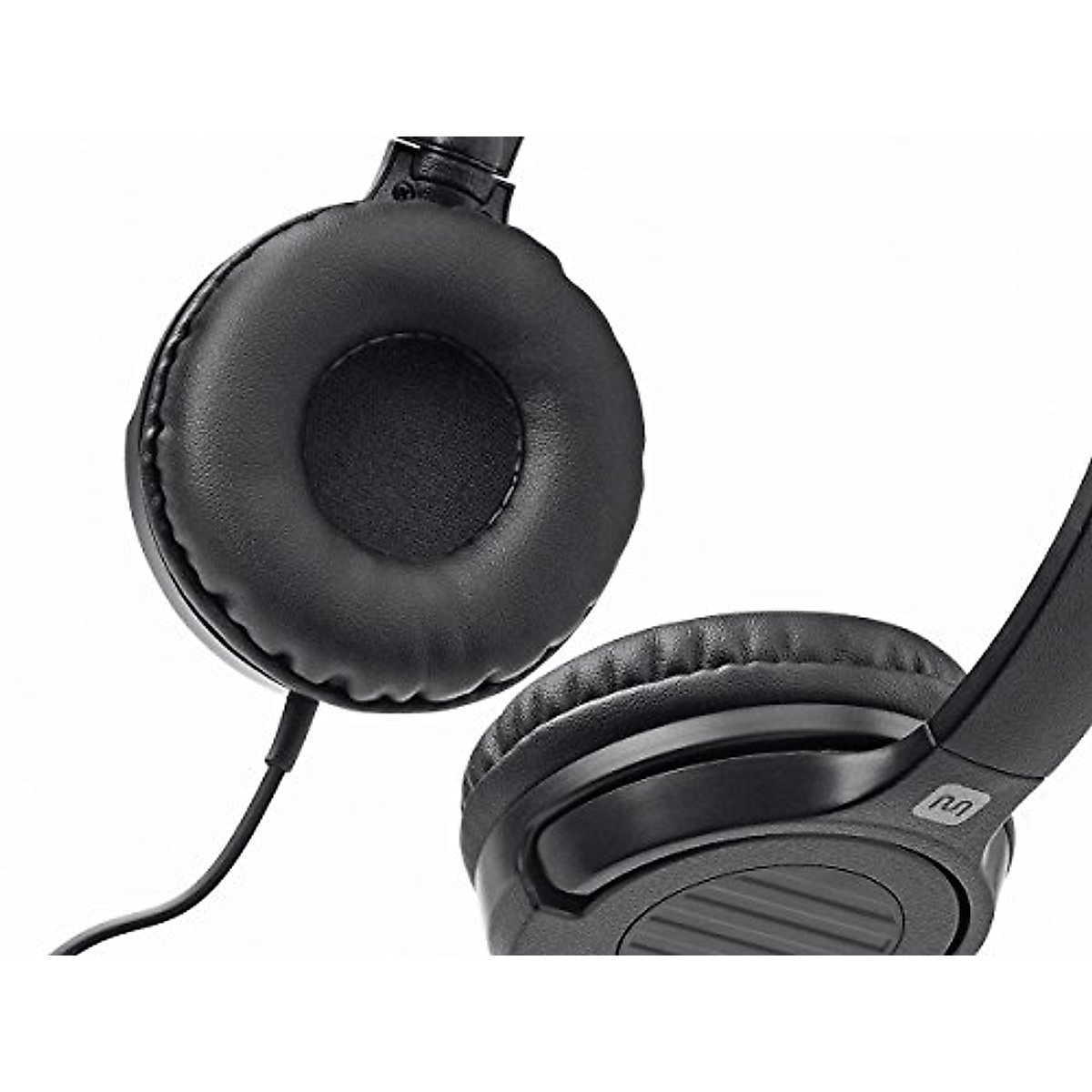 Monoprice 113191 Hi-Fi Lightweight On-Ear Headphones with in-Line Play/Pause Controls and Built-in Microphone, Clear