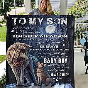 to My Son Flannel Blankets from Dad Mom Gifts for Son Throw Blankets Soft Cozy Flannel Fleece Blanket to My Son Fleece Blanket Soft Warm Bed Blankets 60x50 in