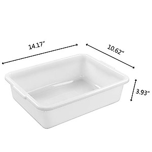 Dehouse White Plastic Bus Pans, 4 Packs Food Service Bus Tubs, 8 Liters