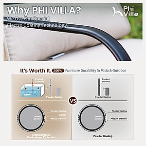 PHI VILLA 5 Piece Patio Bar Set,Outdoor Bar Table and Chairs Set, Strong and Heavy Duty Outdoor Bar Set with Cushion and Pillow，4PC Swivel Bar Stools with Square Bar Height Table