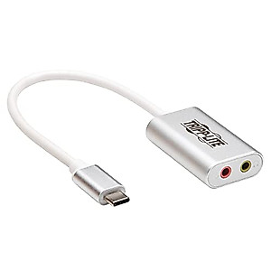 Tripp Lite USB C to 3.5mm Stero Audio Adapter for Microphone Headphones, Silver (U437-002)
