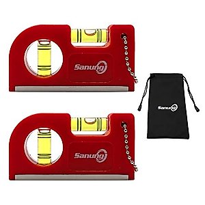 Sanung 2 Pieces Mini Magnetic Horizontal Vertical Pockets Spirit Levels with Keychain Magnetic Pocket Levels with Storage Bag Magnet Spirit Bubble Leveler for Determining Horizontal Vertical Plane