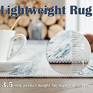 jinchan Area Rug 8x10 Bedroom Rug Boho Rug Outdoor Moroccan Floor Cover Rug Mudcloth Rug Geometric Bohemia Mat Blue Diamond Non Slip Carpet for Living Room Kitchen Rug Dining Room Bathroom