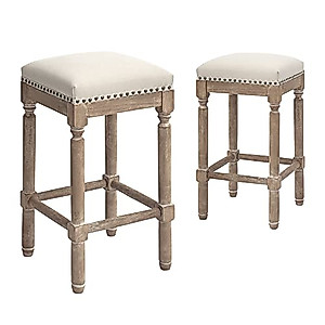 Homestripe Kitchen Counter Pub-Height Barstool 26 Inch Seat Height, Taupe Set of 2, Tan