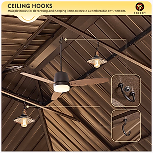 YOLENY 12' x 16' Gazebo, Hardtop Gazebo with Galvanized Steel Roof, Double Roof Gazebo with Aluminum Frame, Outdoor Gazebo with Curtains and Nettings, Sunshade for Gardens, Lawns, Deck