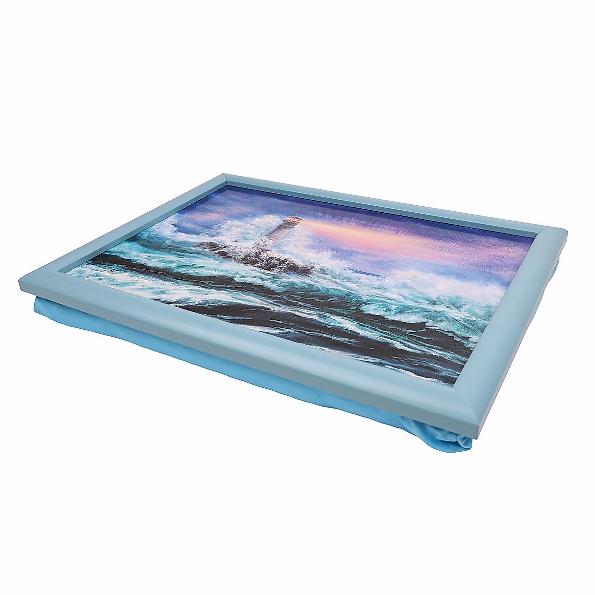 Maturi Lap Tray, Light House & Sea Design, Multi-Color, 13 x 17 x 3 cm