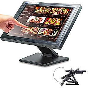 PC POS Monitor-15 inch Touchscreen PC POS Monitor-Cash Register VGA+Stand-LED Backlit Multi-Touch Monitor-LCD-Anzeige Display for Bar Restaurant (Touch-Screen Cash Register)