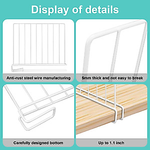 LQQBOX Shelf Dividers for Closet Organization, 8 Pack Metal Closet Shelf Dividers, Closet Shelf Organizer for Wood Closet Separator