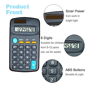 Basic Calculator Dual Power 8 Digit Desktop Calculator (Black,Set of 5)