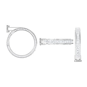 Rosec Jewels Cubic Zirconia Classic Wedding Eternity Band Ring for Women, 10K White Gold, Size:US 7.50