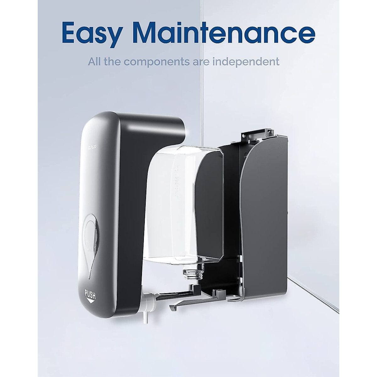 Manual Foaming Soap Dispenser, 35 oz (1000ml) Refillable Wall-Mount Foam Hand Soap Dispenser-Dark Grey, CD.PANG