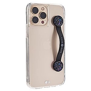 Case-Mate Elastic Strap Phone Grip - Finger & Hand Phone Holder, Mobile & Tablet Phone Strap For iPhone 14 Pro Max/ 13 Pro Max/ 12 Pro Max/ 11/ S23 Ultra/ Pixel 7, 3M Supreme Adhesive - Black Glitter