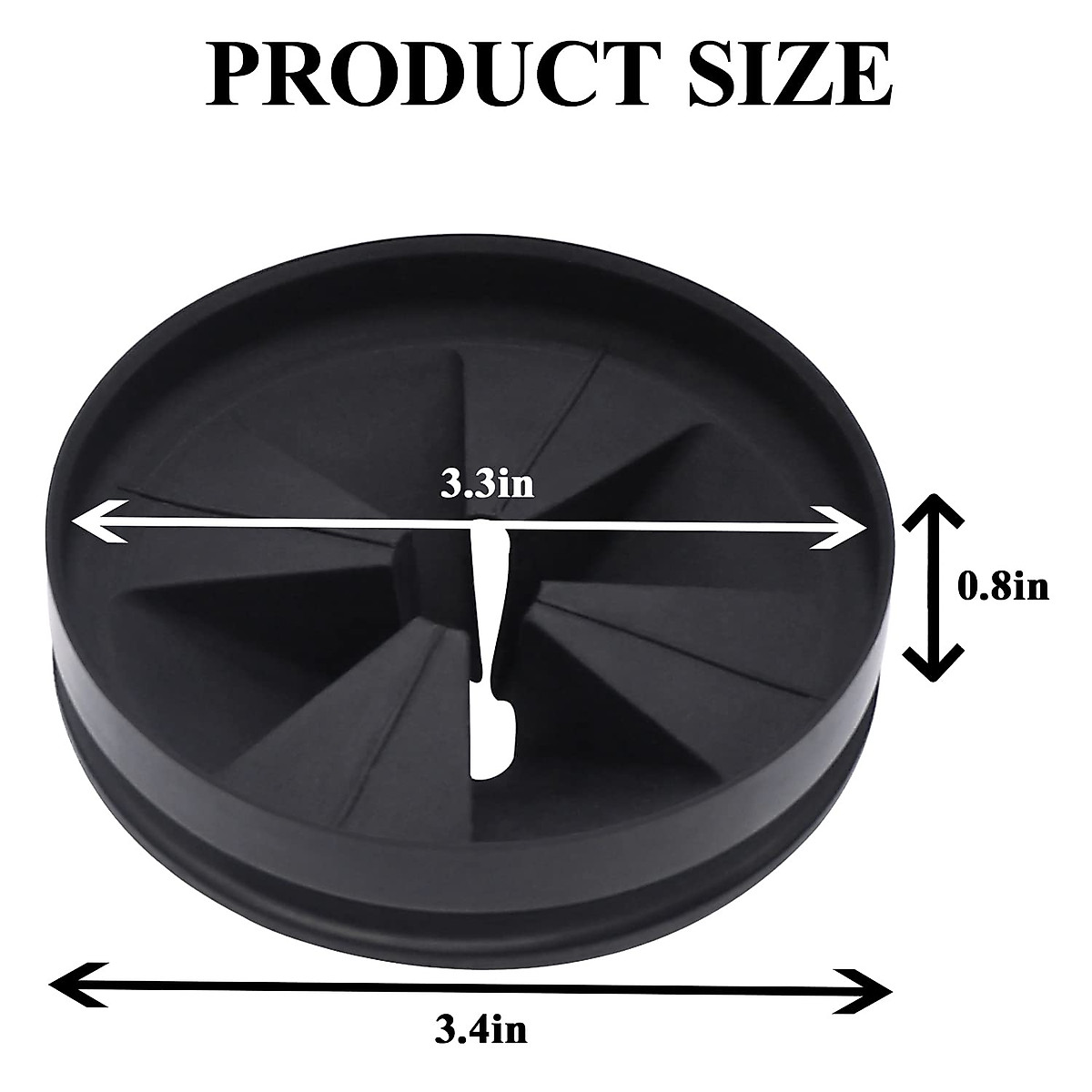 Garbage Disposal Splash Guards 3 3/8" Sink Baffle QCB-AM Replacement for InSinkErator Evolution Series, Upgraded Removable Quiet Collar Drain Plugs, Garbage Disposer Accessories, Black