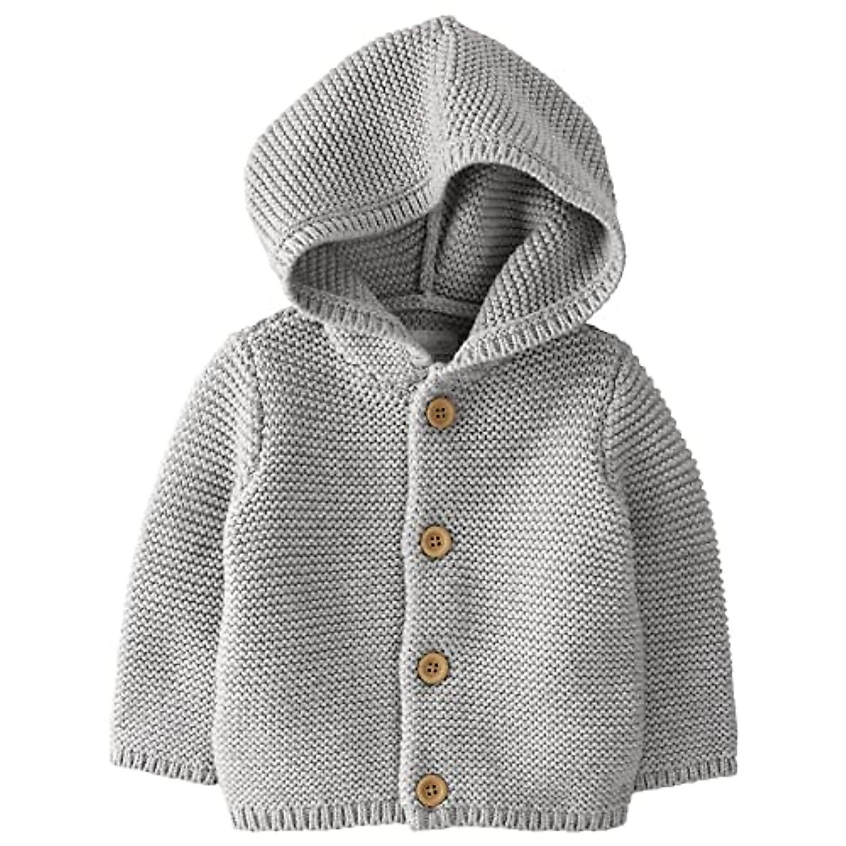 little planet by carter's unisex-baby Organic Cotton Signature Stitch Cardigan, Grey Heather, 6 Months