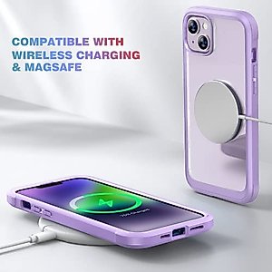 Diaclara Designed for iPhone 14 Case, Full Body Rugged Case with Built-in Touch Sensitive Anti-Scratch Screen Protector, with Camera Lens Protector for iPhone 14 6.1" (Peri Purple)