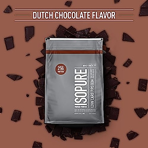 Isopure Protein Powder, Low Carb Whey Isolate, Gluten Free, Lactose Free, 25g Protein, Keto Friendly, Dutch Chocolate, 103 Servings, 7.5 Pound (Packaging May Vary)