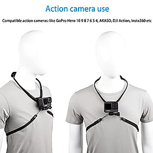 Mobile Phone Chest Strap Mount Action Camera Neck Holder for VLOG/POV, for iPhone 13 12 11 Pro Max Plus,Samsung,GoPro Hero 10, 9, 8, 7, 6, 5,DJI OSMO Action 2, AKASO,and Cell Phones (4 to 7in)