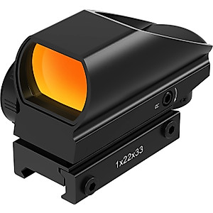 OTW RS-25 1x22x33mm Reflex Sight, Multiple Reticle Red Dot Sight with Picatinny Rail Mount, Absolute Co-Witness