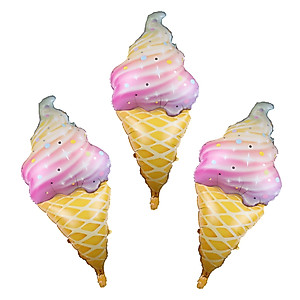 3PCS Ice Cream Foil Balloons Party Supplies For Baby Shower and Children's Birthday Party Decorations 37Inches