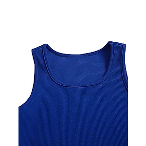 Verdusa Girl's 2 Piece Tracksuit Sets Workout Crop Tank Top and Short Sets Blue 11-12Y