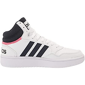 adidas Women's Hoops 3.0 Mid Basketball Shoe, White/Legend Ink/Rose Tone, 9