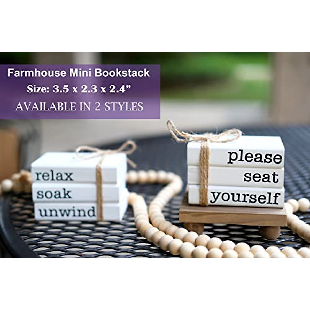 Farmhouse Mini Bathroom Sign Decor Funny Wooden Book Stack for Bathroom Tray Decor Bathroom Shelf Sitter 2 Signs in 1 Reversible Mini Book Set of 3 for Restroom Decor Bathroom Wooden Rustic Sign
