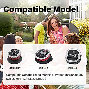 Yncotte Meat Probe for Weber, 2PCS Temperature Probe Compatible with Weber iGrill 2 iGrill 3 iGrill Pro iGrill Mini Thermometer with Clip Holders App Monitoring (Red-Yellow)
