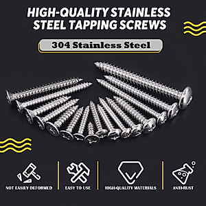 Hilitchi 570 Piece M 3 4 5 6 Stainless Steel Phillips Round Flat Head Self Tapping Screw Assortment Kit