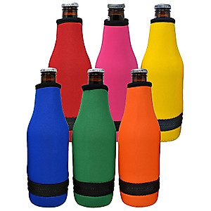 TahoeBay Beer Bottle Sleeves - Easy Zipper Bottom - Neoprene Insulated Cooler Covers Fit Standard 12oz Long Neck Bottles Enclosed Bottom (Multicolor, 12-Pack)