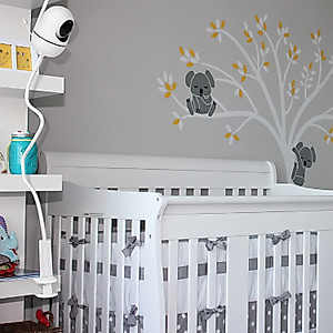 iTODOS Gooseneck Baby Monitor Holder Compatible with HelloBaby HB65/HB66/HB248,ANMEATE SM935E Baby Monitor Camera,27inch Length Stable and Durable Flexible Arm - White