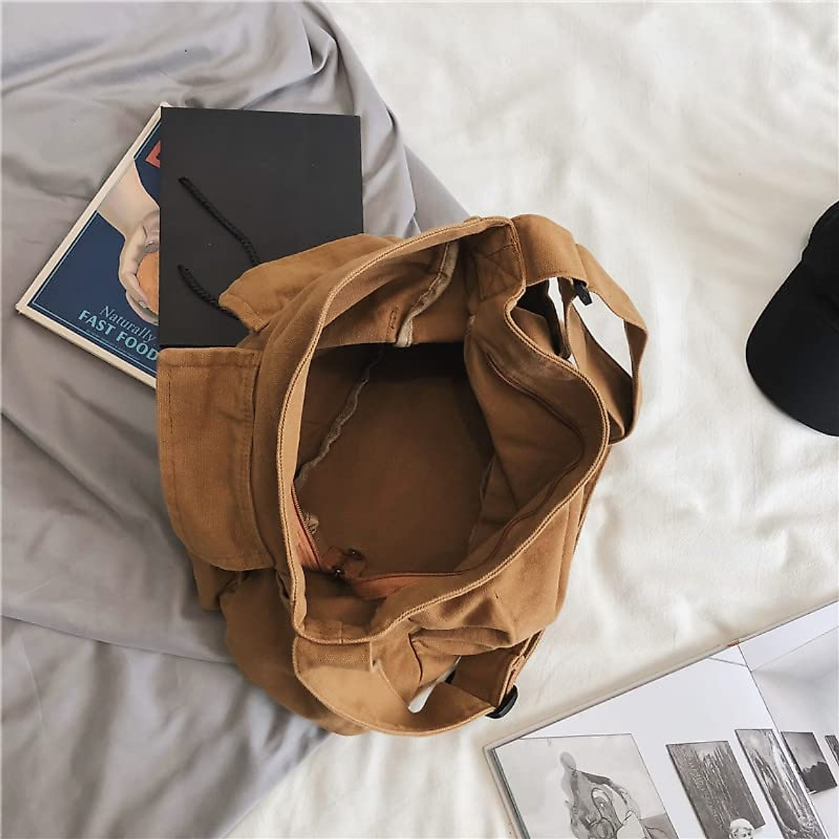 GAI Canvas Messenger Bag For Women Large Hobo Bags for Men Crossbody Hippie Bag Multi-pocket Aesthetic Grunge Shoulder Bag (One Size,Army Green)