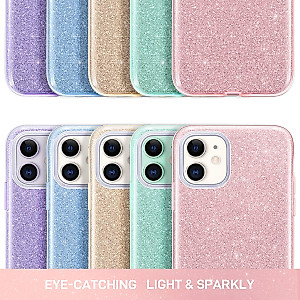 MILPROX Case Compatible for iPhone 11, Bling Sparkly Glitter Luxury Shiny Sparker Shell, Protective 3 Layer Hybrid Anti-Slick Slim Soft Cover for iPhone 11 6.1 inch (2019)-Blue
