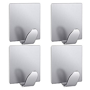 KONE Adhesive Towel Hooks Stainless Steel 4 Piecs (No Need to Put Holes)