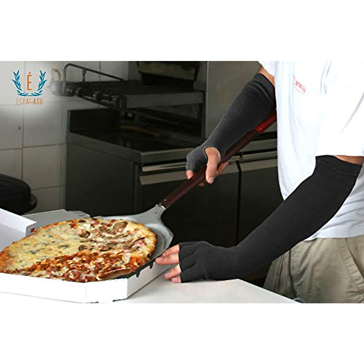 100% Kevlar Protective Sleeves- Anti Heat Scratch & Cut Resistant Arm Sleeve with Finger Opening- Safety Sleeves for Arms- Long Arm Guard Protector for Work Welding- Bite Proof- 18 Inches Black 1 Pair